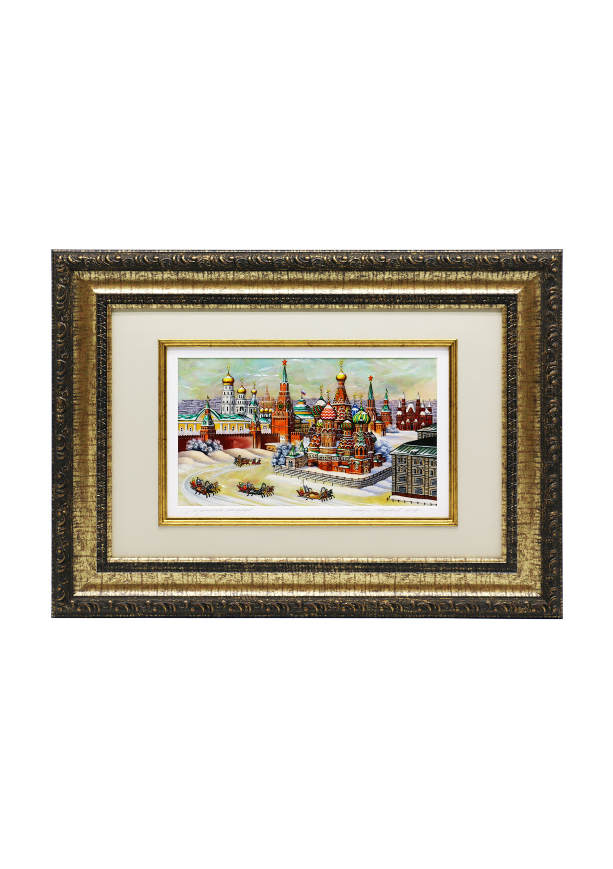 Картина перламутровая Красная Площадь с тройками, авт. Морозов М. А. (27579)