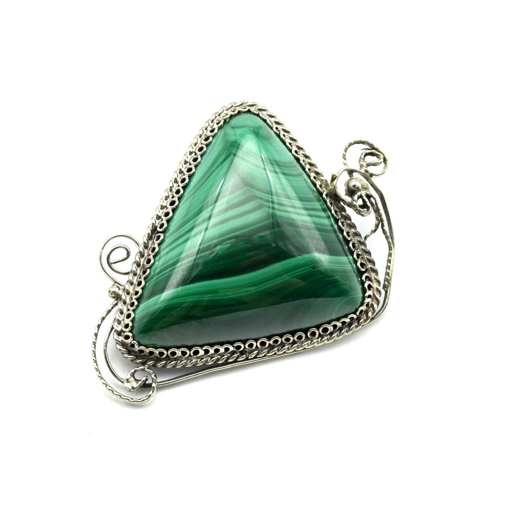 Брошь, малахит