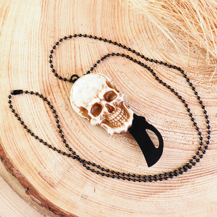 Нож-брелок складной перочинный «Череп», 7.8 см, клинок 29 мм/1.5 мм, на цепочке