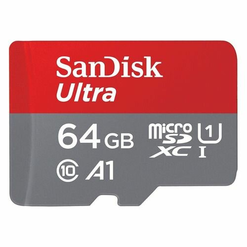 Карта памяти microSDXC UHS-I Sandisk Ultra 64 ГБ, 140 МБ/с, Class 10, SDSQUAB-064G-GN6MN, 1 шт, без адаптера