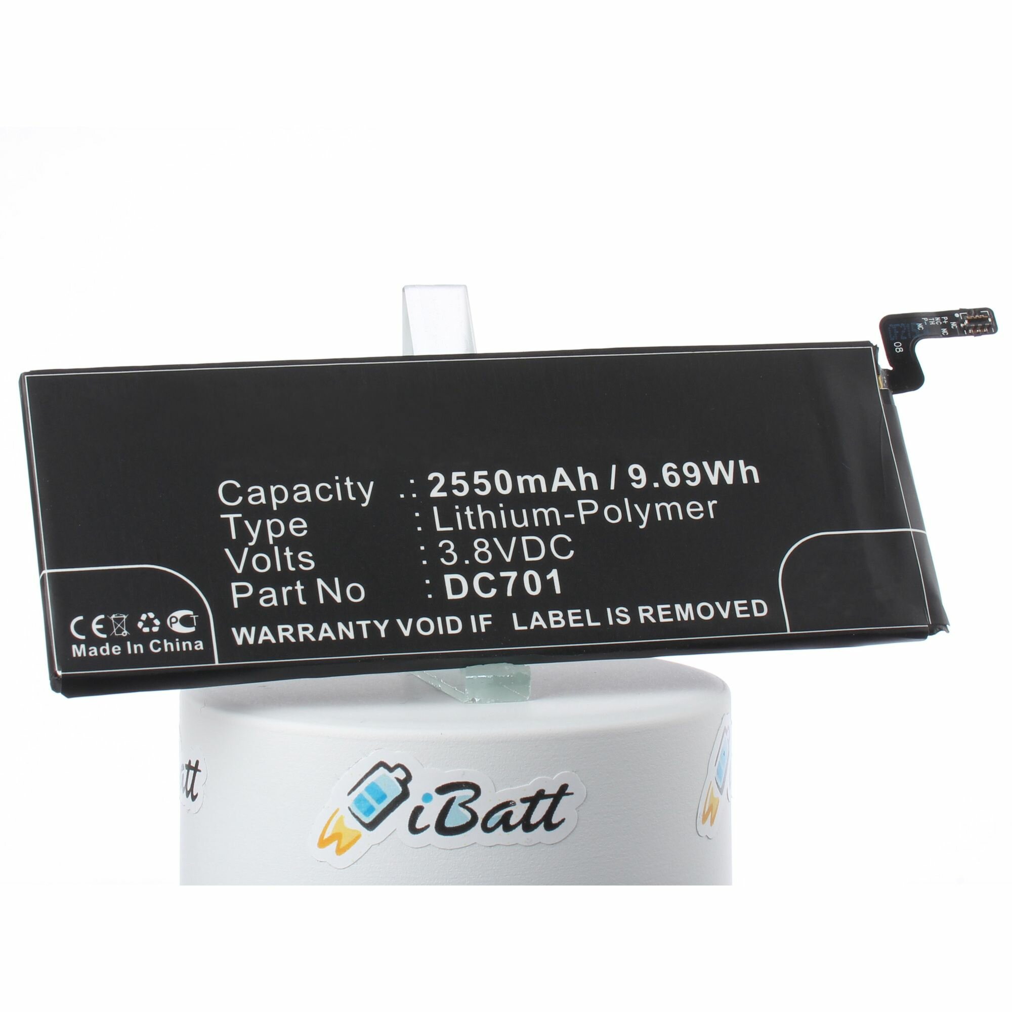 Аккумуляторная батарея iBatt 2550mAh для телефона Smartisan SM701, SM705