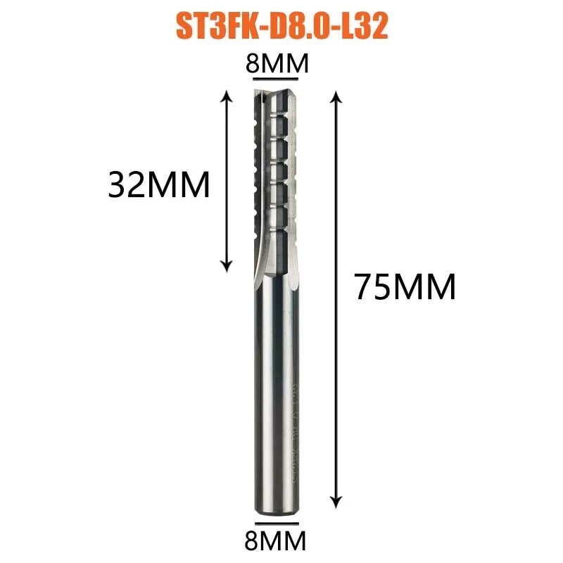 Фреза DREANIQUE ST3FK 3 прямых зуба из карбида вольфрама ST3FK-D8.0-L32