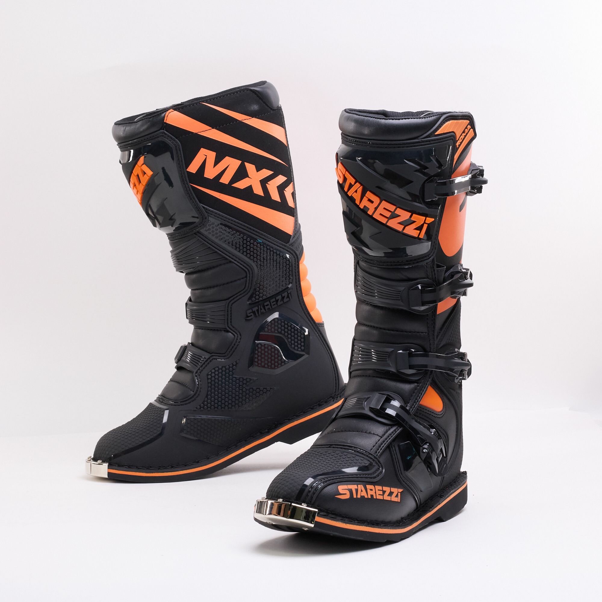 Мотоботы STAREZZI ROMA Black/Orange кросс эндуро, размер 39