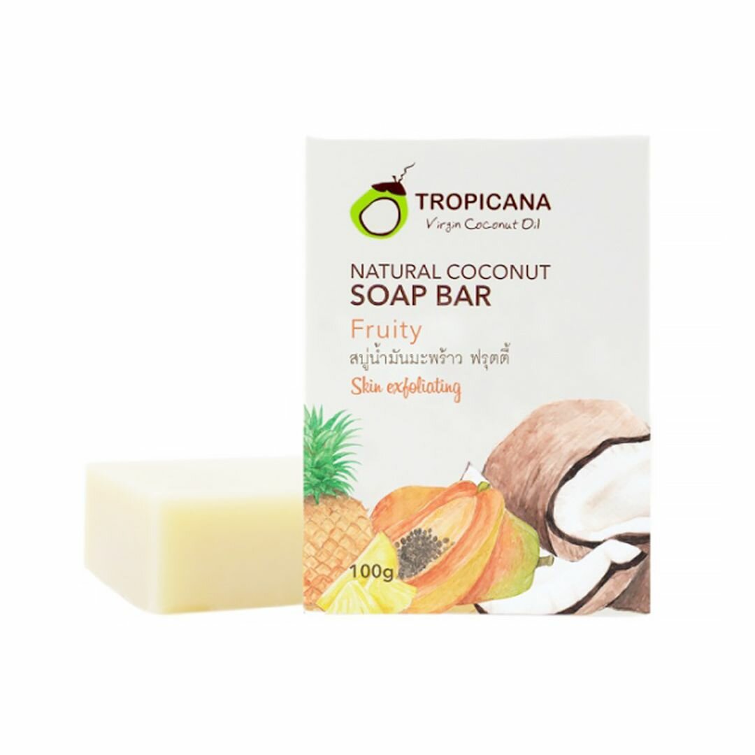 Натуральное кокосовое мыло Tropicana "Fruite" с фруктовыми экстрактами для увлажнения кожи 100 гр.