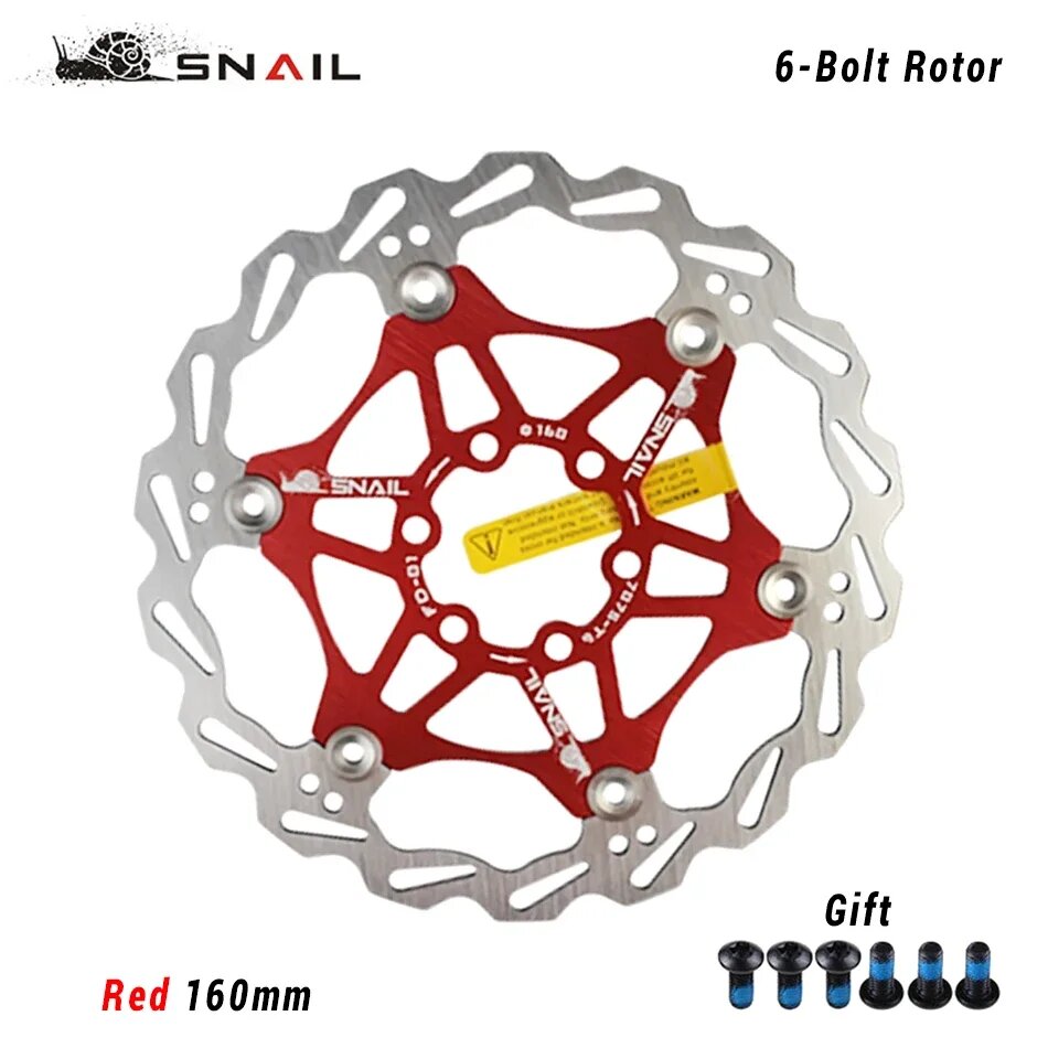 Ротор тормозной дисковый Snail 6-болт Red 160mm