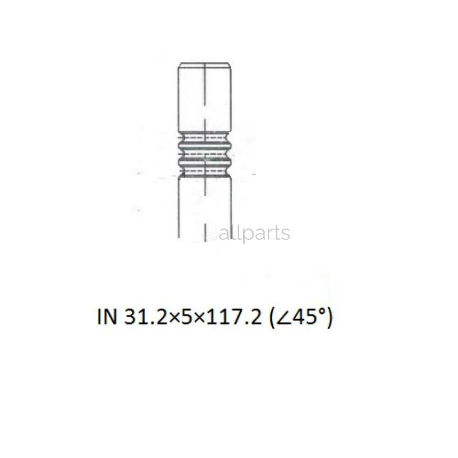 ZIKMAR Z17464R Клапан ДВС IN 31.2x5x117.2 Fiat Stilo/ Opel Astra, Insignia, Meriva, Mokka, Vectra, Zafira/ Chevrolet Ave Z17464R