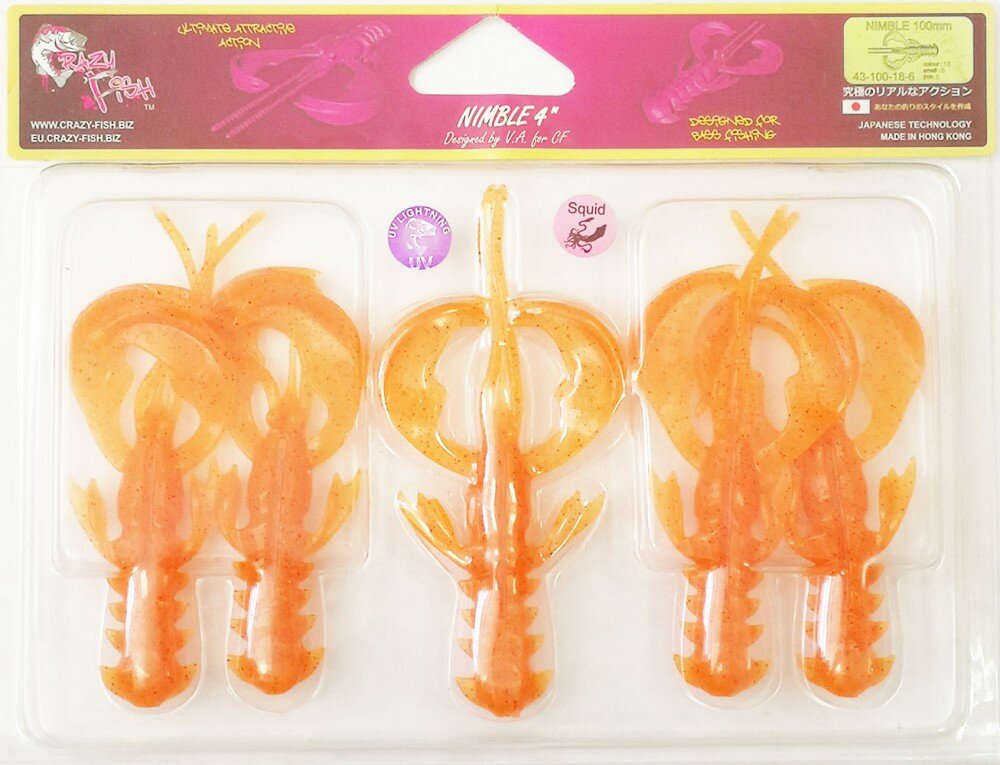 Силиконовая приманка Crazy Fish NIMBLE 4 43-100-18-6-V