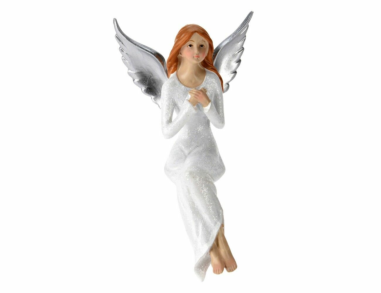 Статуэтка с серебряными крыльями, сидящая, полистоун, 16 см, в ассортименте, Koopman International