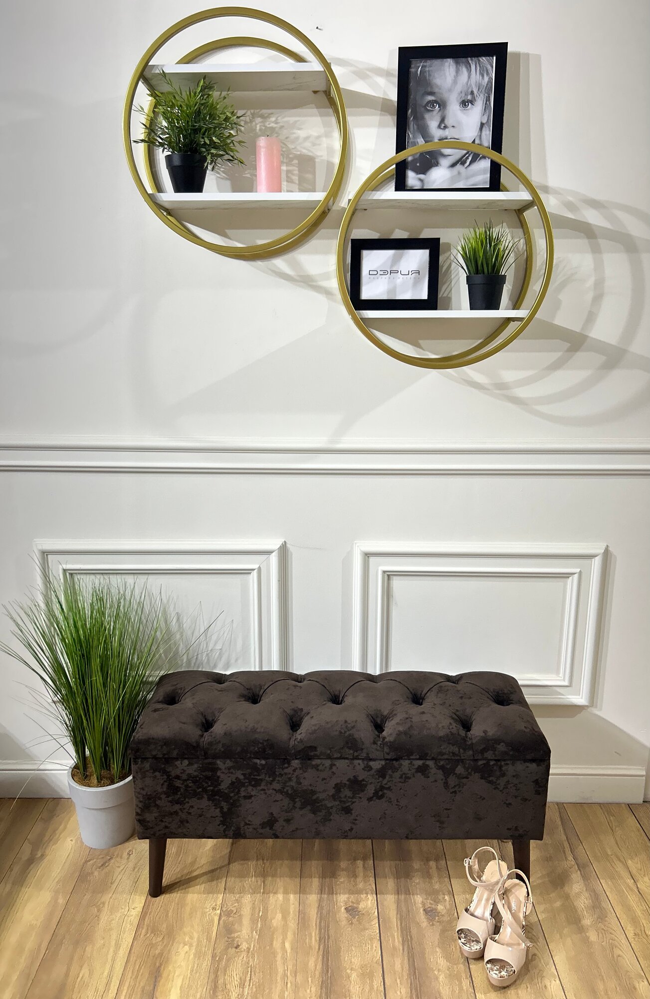 Пуф в прихожую, банкетка с ящиком для хранения, откидная крышка на механизме, ЛДСП, 99х36х48