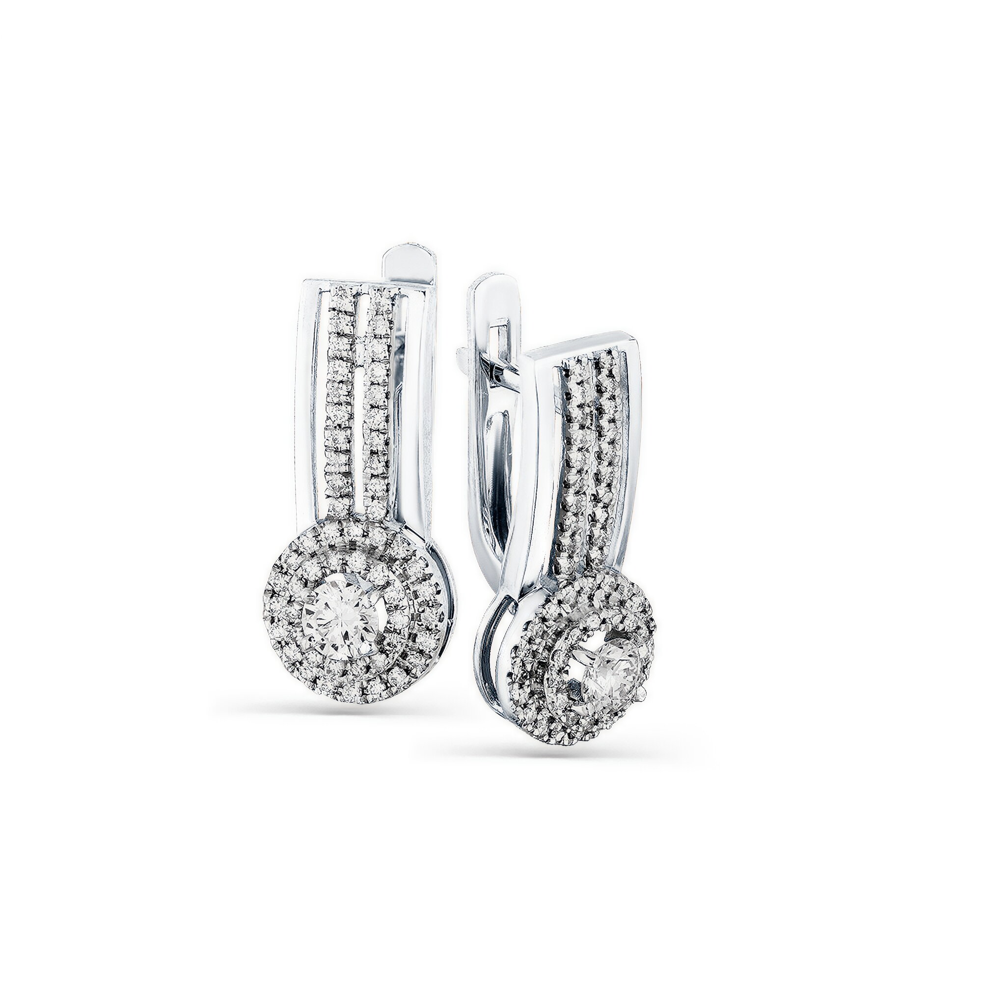 Серьги, белое золото, 585 проба, бриллиант