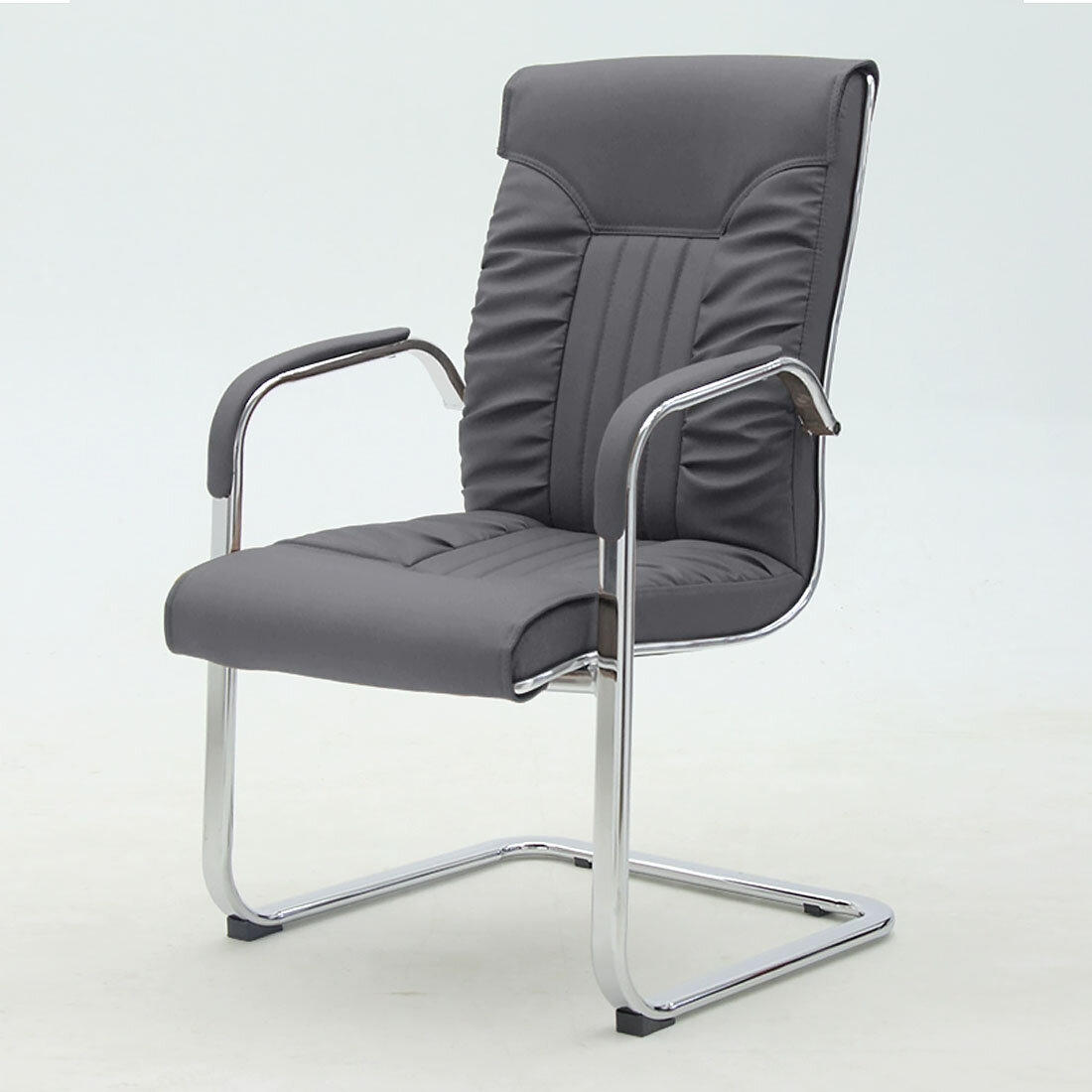 Офисное кожаное кресло на полозьях Tango (серый)