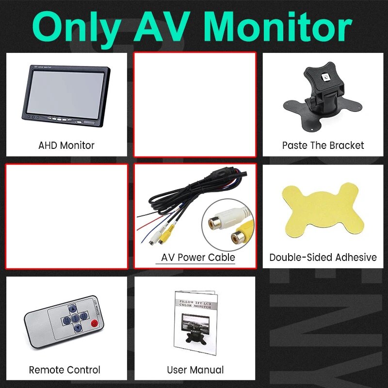 GreenYi 7-дюймовый IPS-экран AHD Автомобильный монитор с 2-мя звездами ночного видения и обратным резервным светодиодом заднего вида 1920*1080 AHD-камера Only AV Monitor