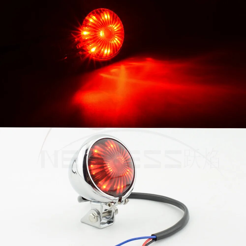 Универсальный задсветильник светодиодный стоп-сигнал для мотоцикла, 12 В, хромированный, под заказ, стоп светильник для Harley Davidson Chopper Bobber Scrambler style