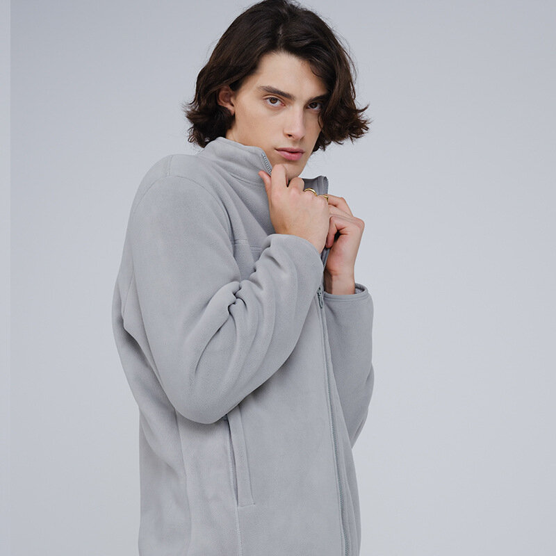 Уличные виды спорта, однотонная двусторонняя флисовая куртка, теплая куртка с воротником стойкой, утолщенная флисовая куртка для женщин на осень и зиму