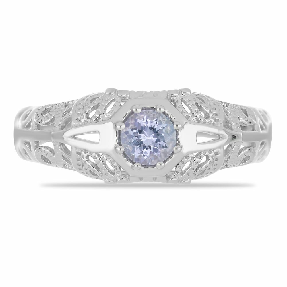 Кольцо, серебро, 925 проба, родирование, танзанит