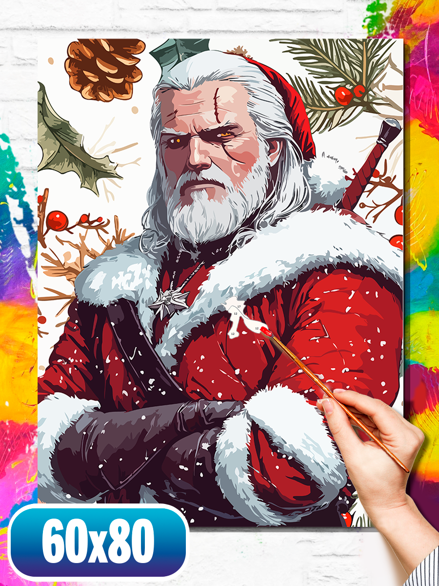 Картина по номерам на холсте игра Ведьмак 3 (Witcher 3, Геральт, PS, PC, XBOX, SWITCH) - 16013 В 60x80. png
