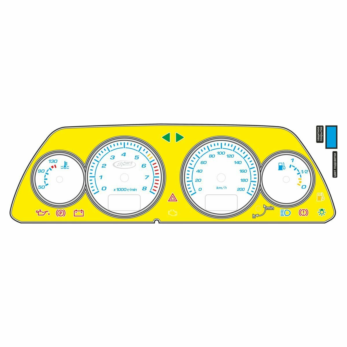 Вставка в панель приборов ВАЗ 2113-15(VDO)фон жел, подс. син