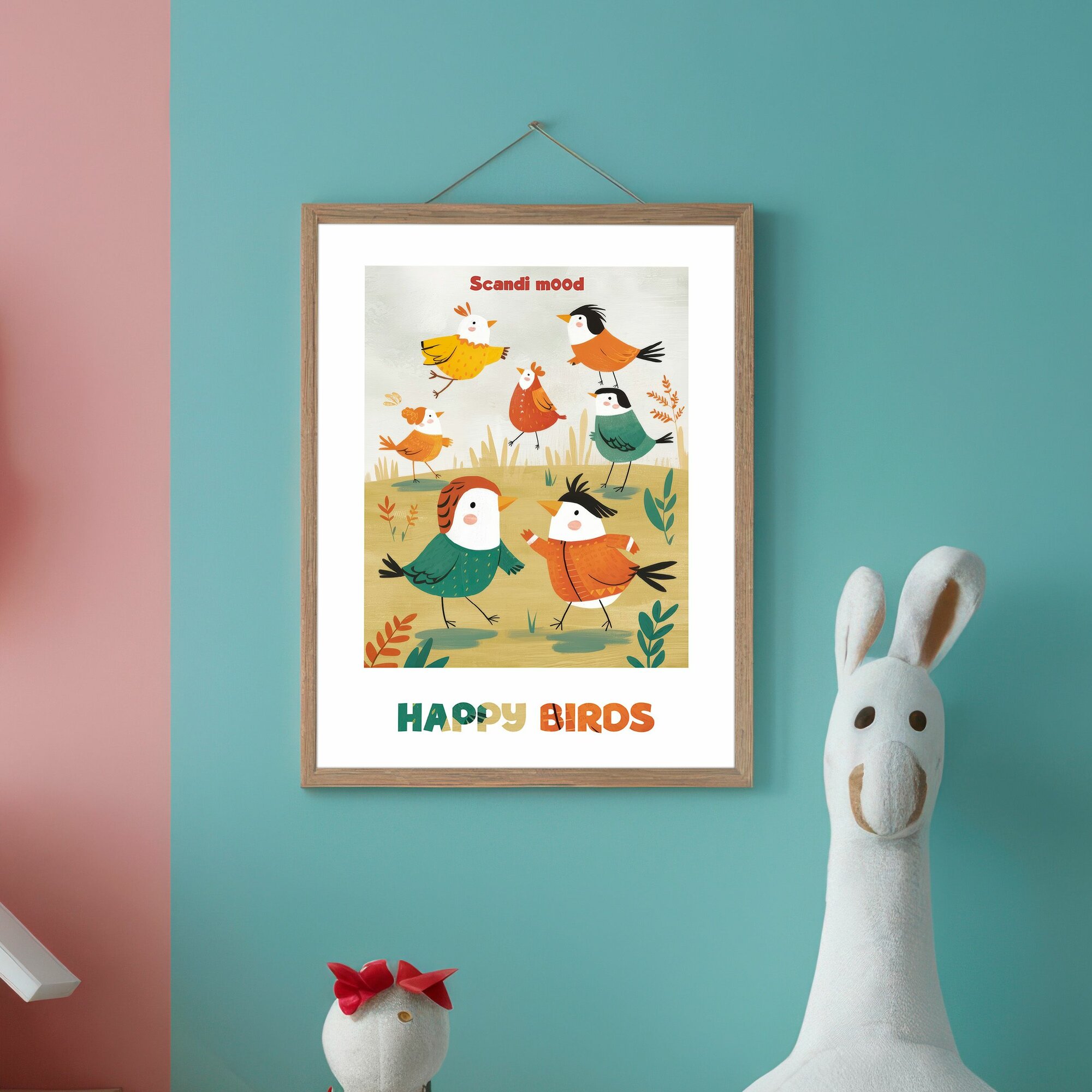 Постер для детской, для ребенка, в сканди стиле, птицы Birds - 40х50