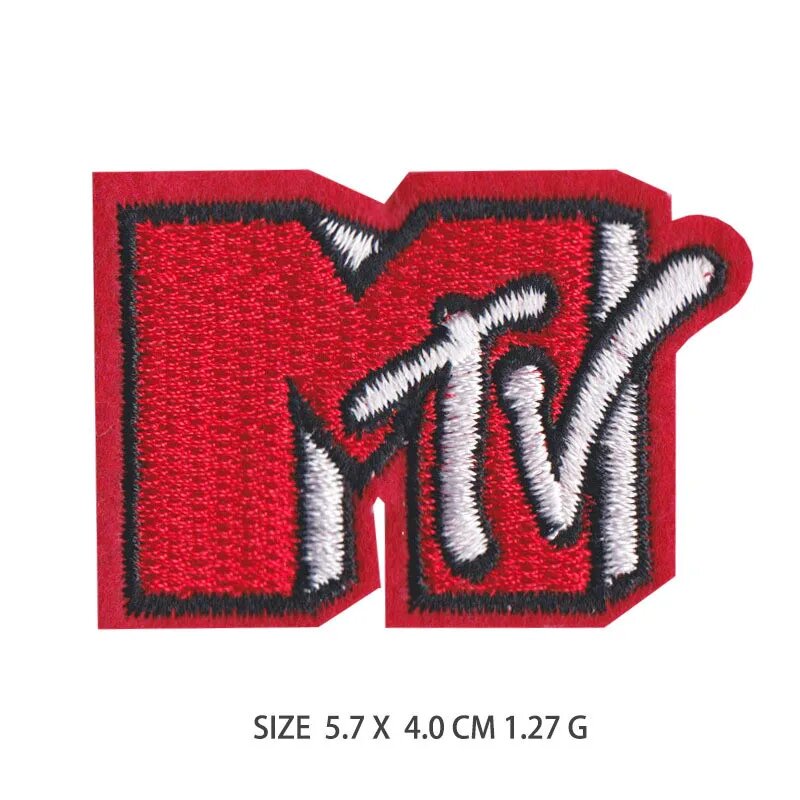 Нашивка MTV красная, GS-2, 5.7x4.0 см
