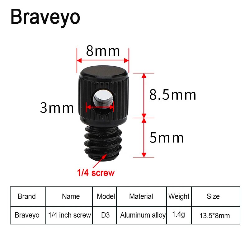 Braveyo Адаптер быстросъёмного винта для монопода D3 1PC