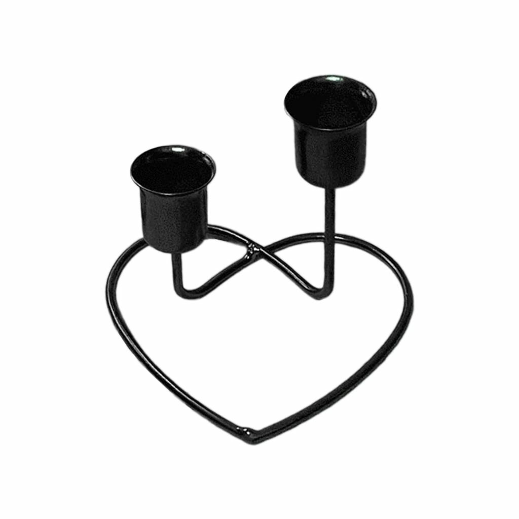 Подсвечник из кованого железа Love-черный