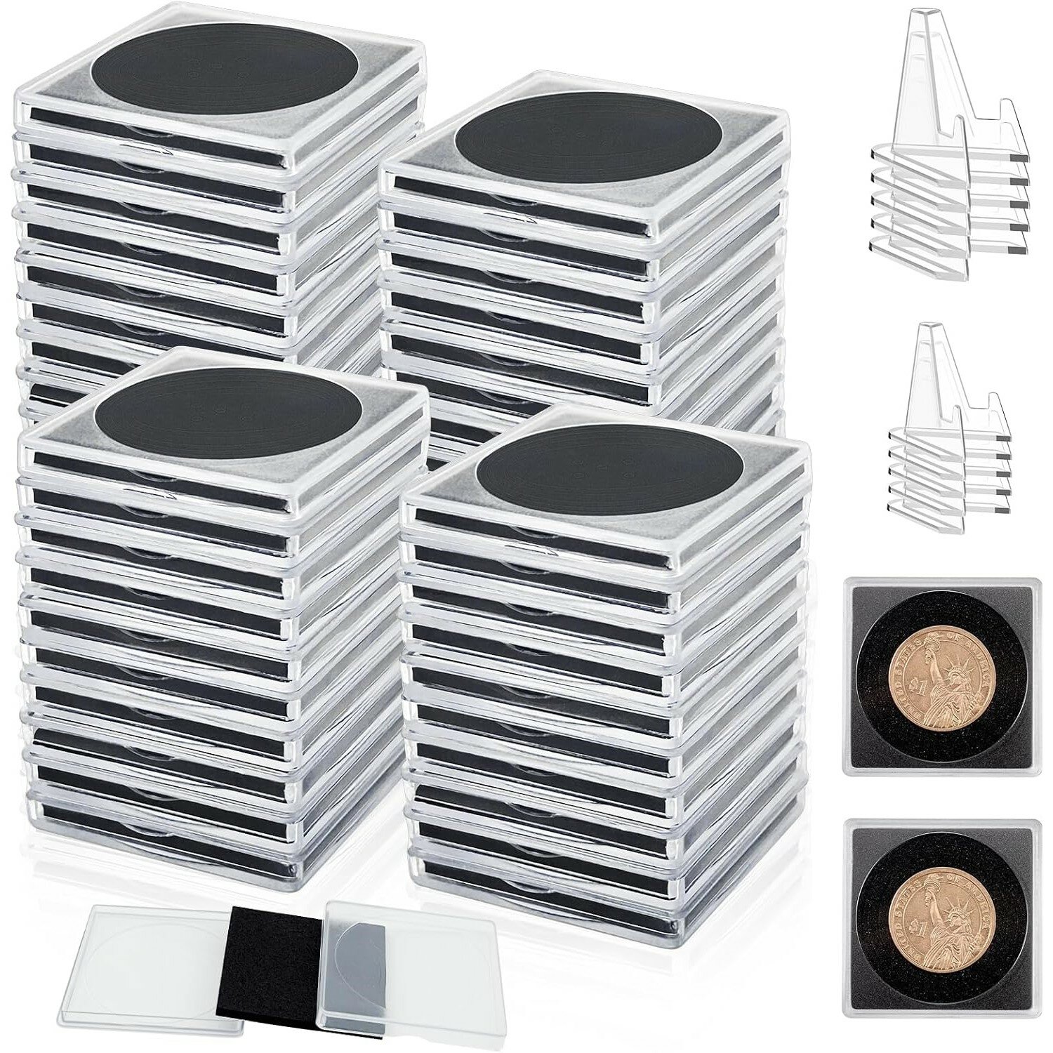 Набор капсул для монет, 25-40 мм. (внутренний диаметр), 40 штук.