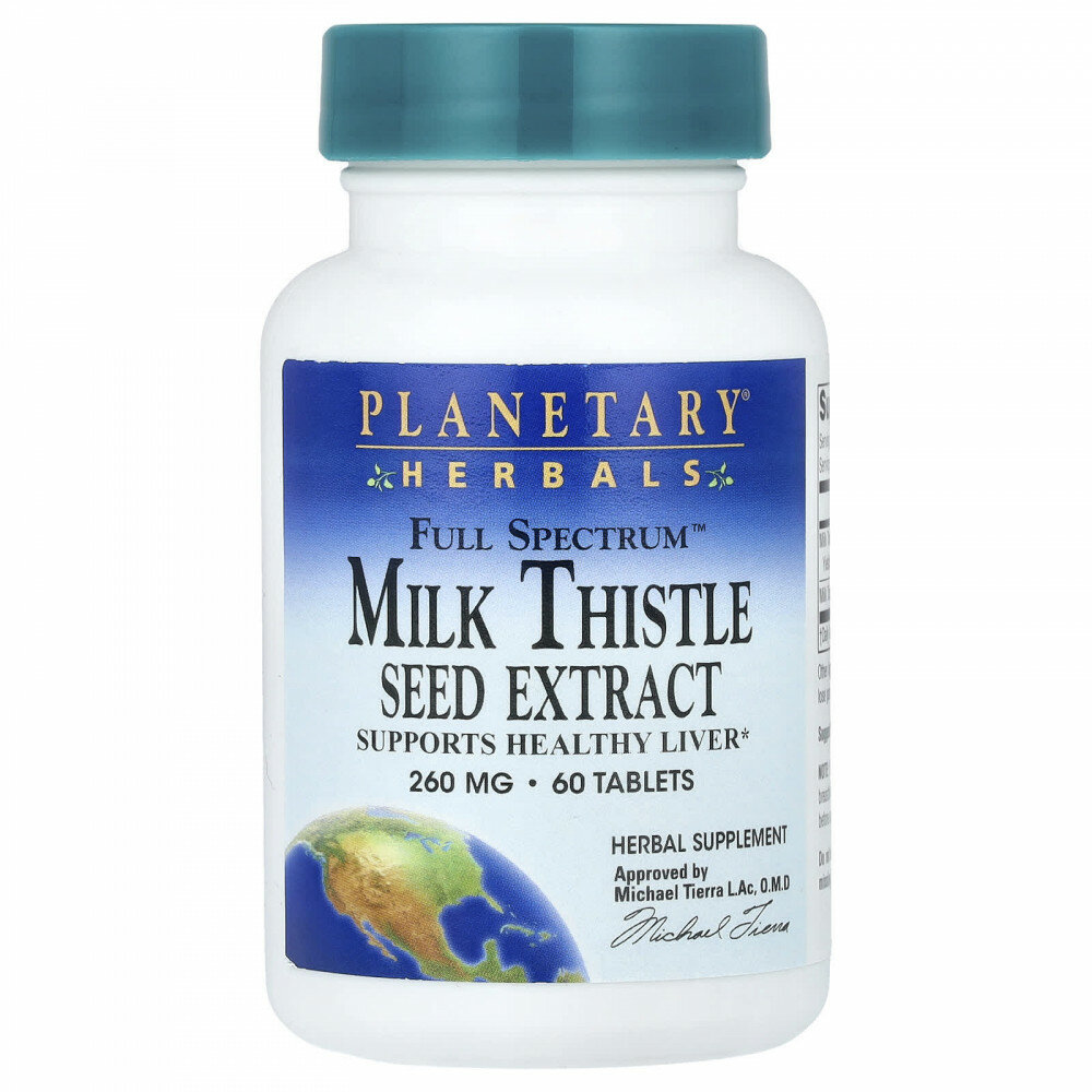 Planetary Herbals, Full Spectrum ™, экстракт семян расторопши, 60 таблеток