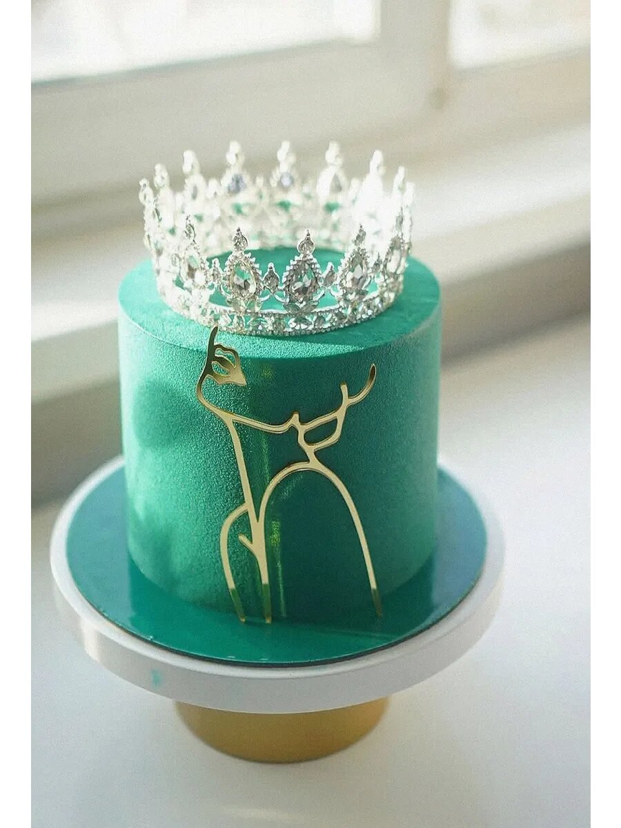 Топпер для торта Силует Девушки декор зеркальный