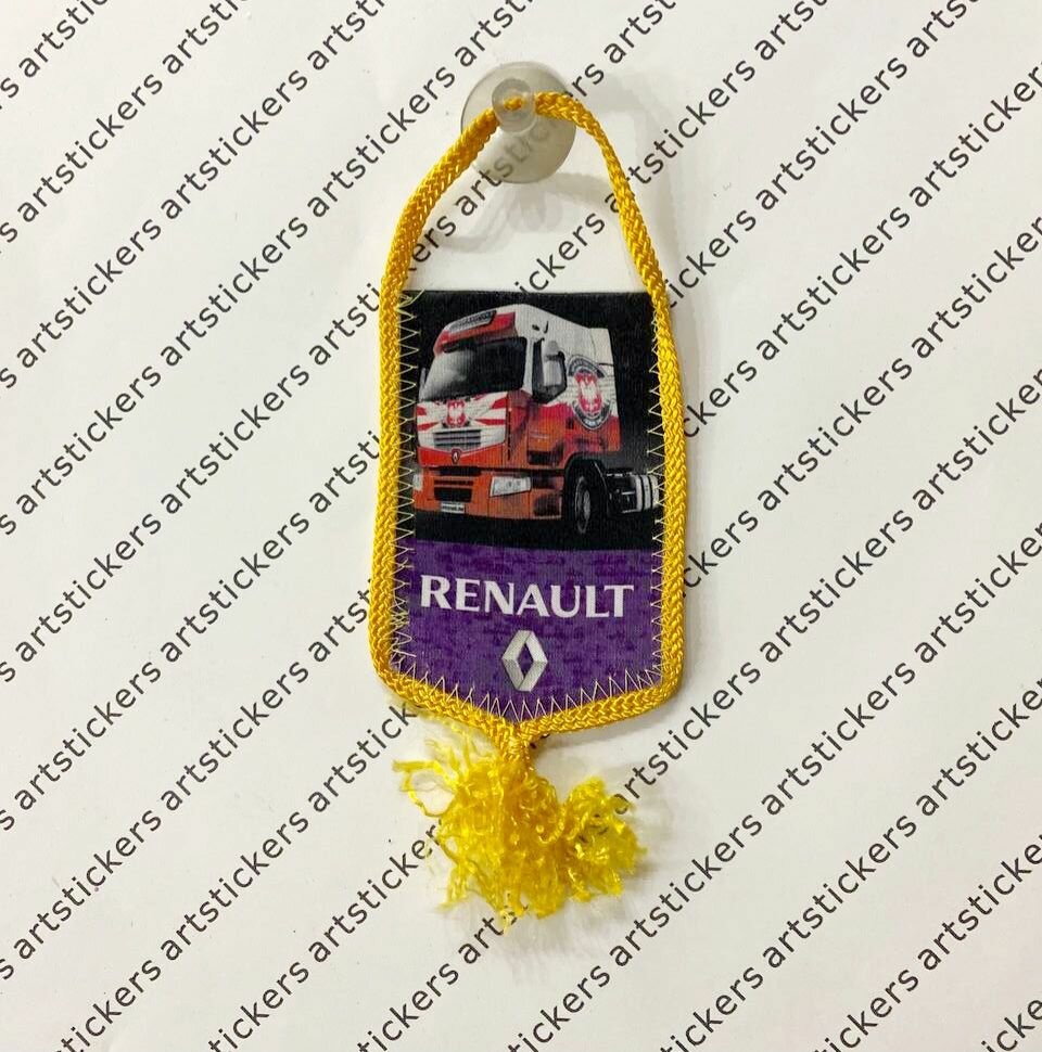 Вымпел RENAULT, размер 8х12см, двусторонний на присоске, ткань, аксессуар для авто