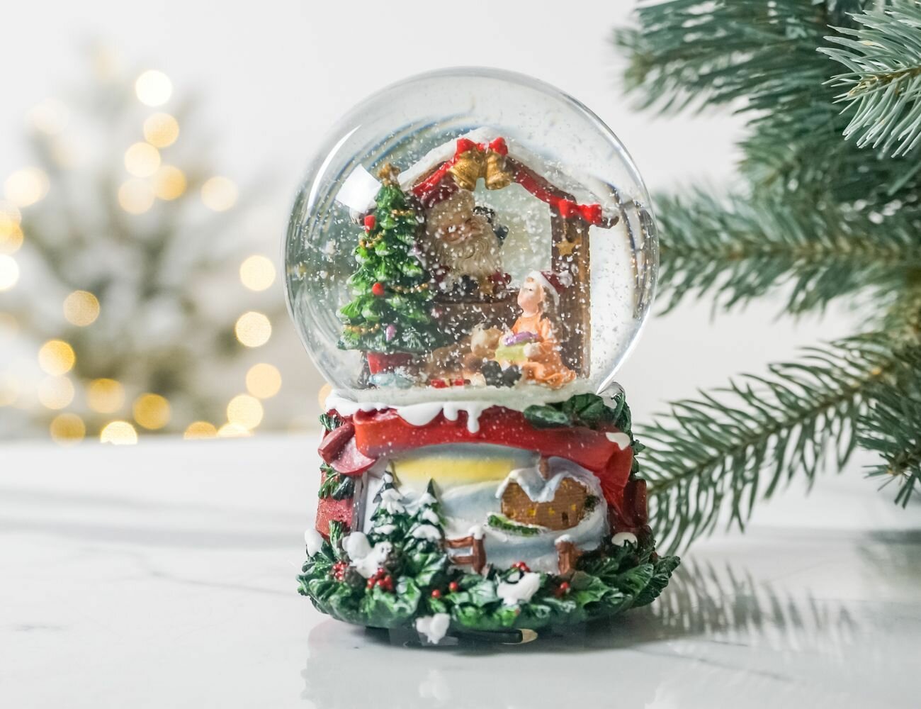 Музыкальный снежный шар разговор С сантой, полистоун, стекло, 15 см, Sigro 50-2035