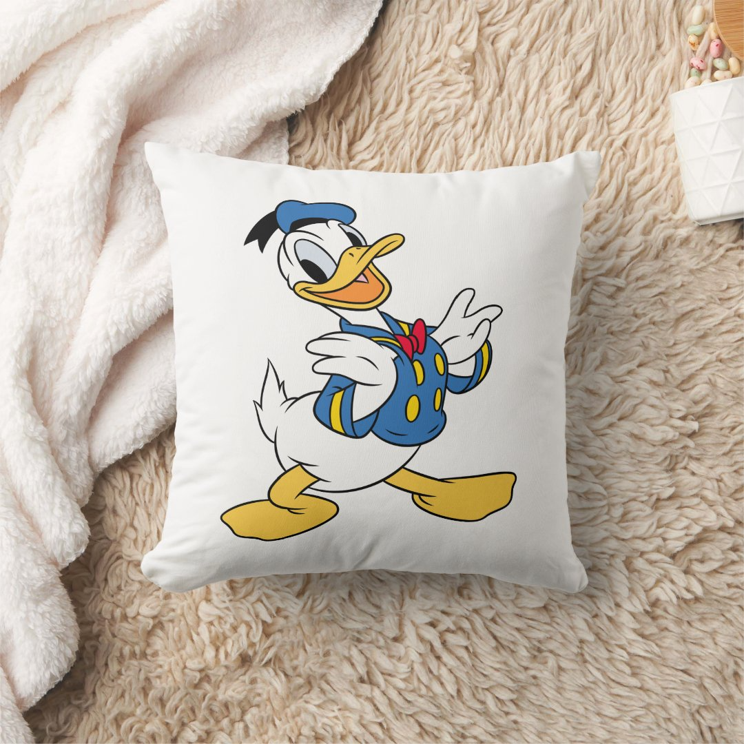 Белая подушка двухсторонняя / Дональ Дак 35х35 см / Donald Duck Disney | Декоративная подушка из габардина
