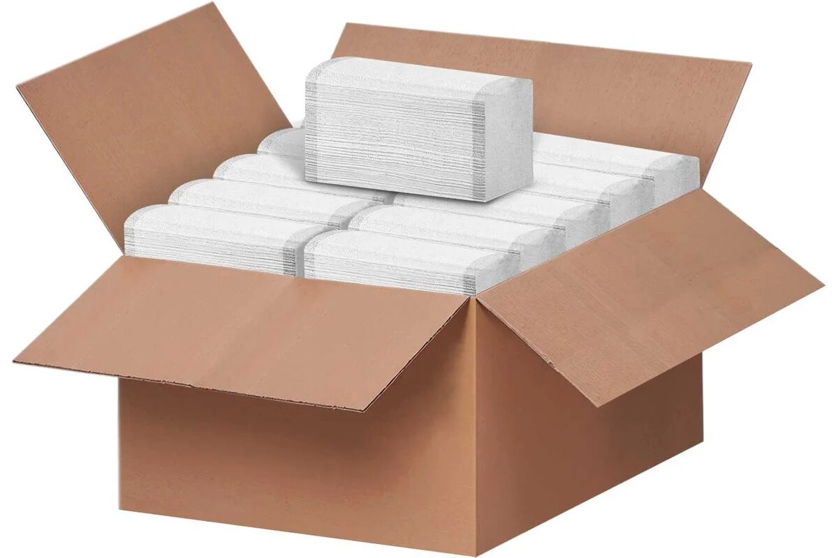 Бумага Сити Листовые полотенца V 2-сл. 200 листов белые 20 шт/кор БС-2-200-VМ(кор)/М