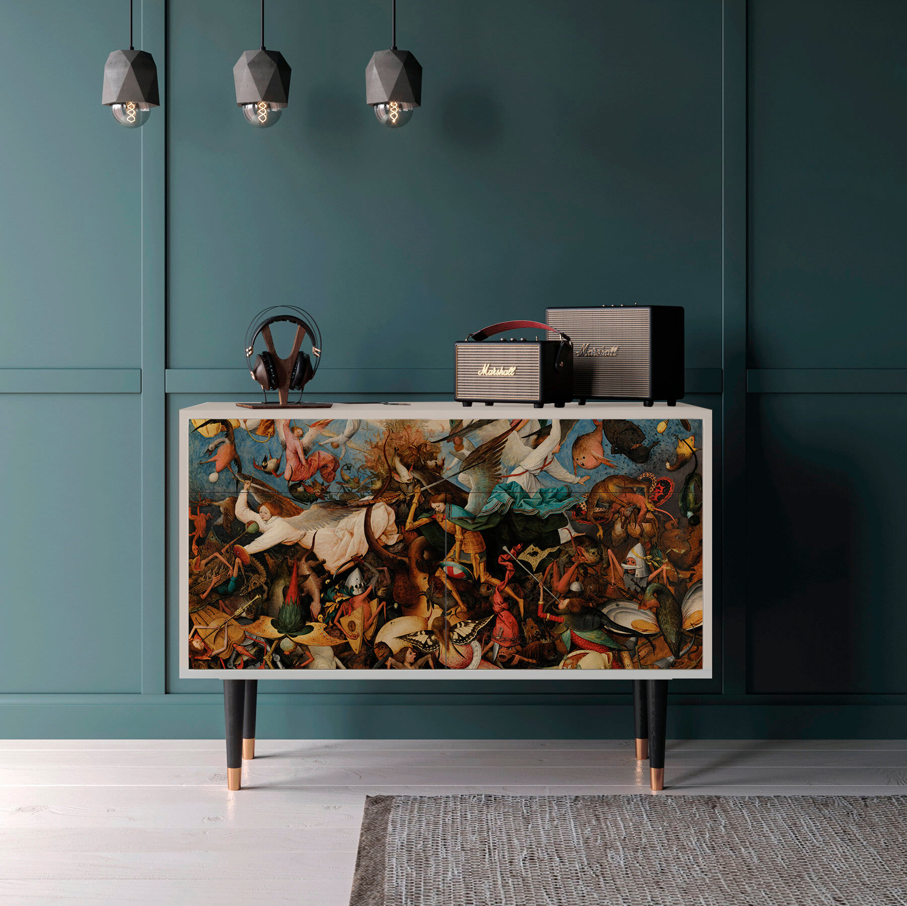 Комод - STORYZ - BS4 The Fall of the Rebel Angels by Pieter Bruegel the Elder, Размер - 115 x 85 x 48 см, Цвет корпуса - Сатин