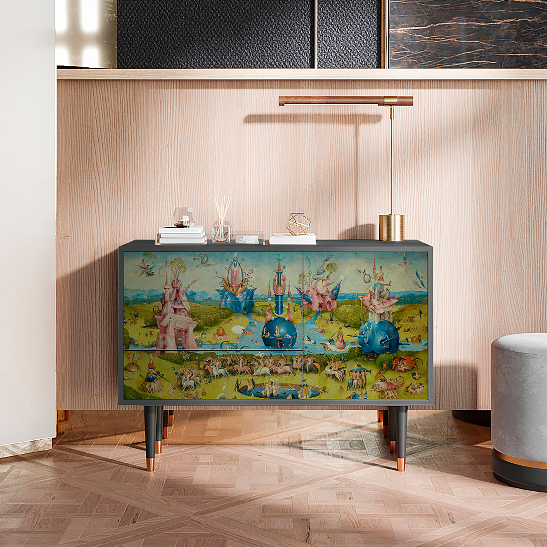 Комод - STORYZ - S3 The Garden by Hieronymus Bosch, Размер - 115 x 84 x 41 см, Цвет корпуса - , Антрацит