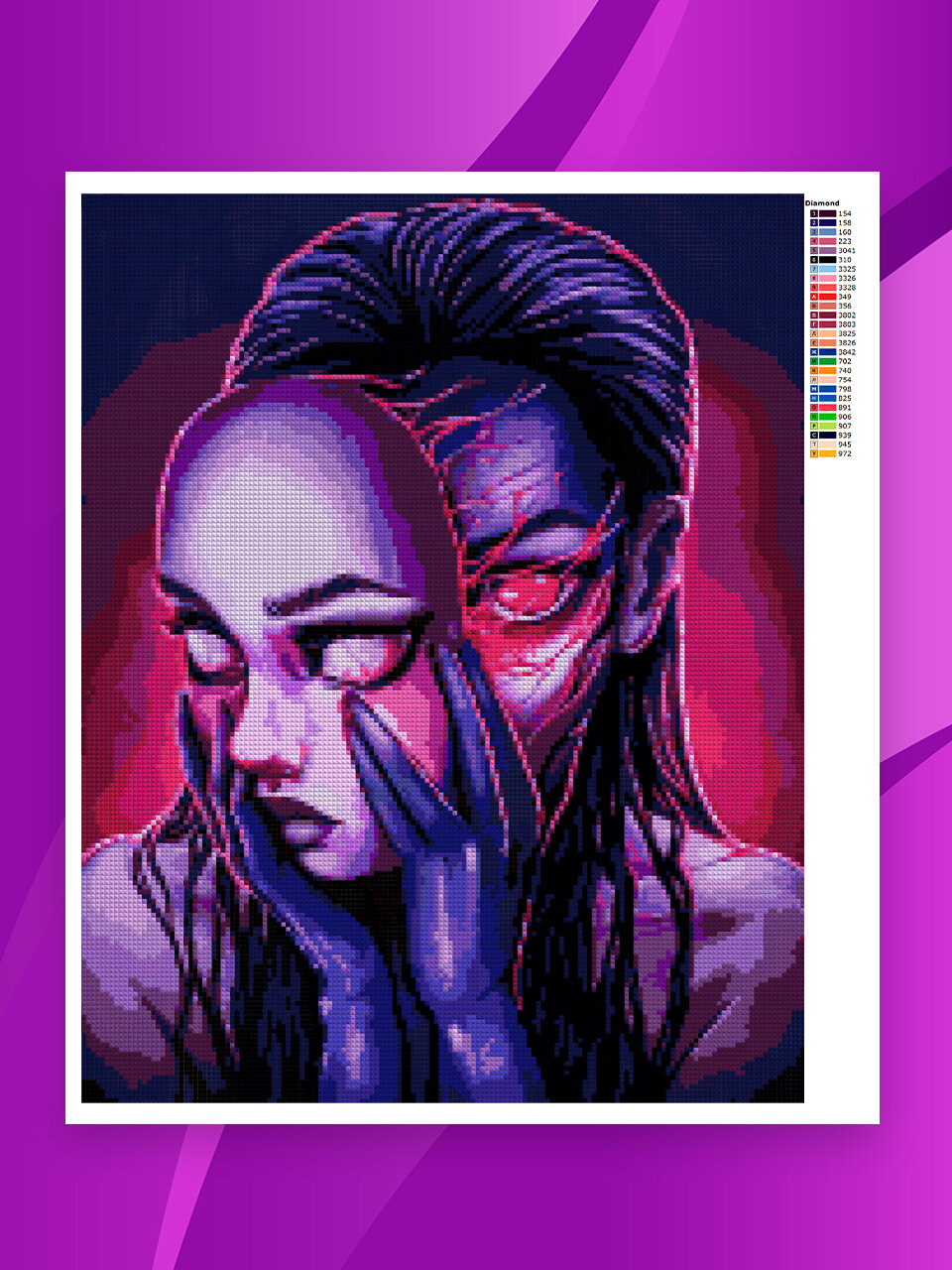 Алмазная мозаика без подрамника - вышивка Девушка в маске 40 х 50 см