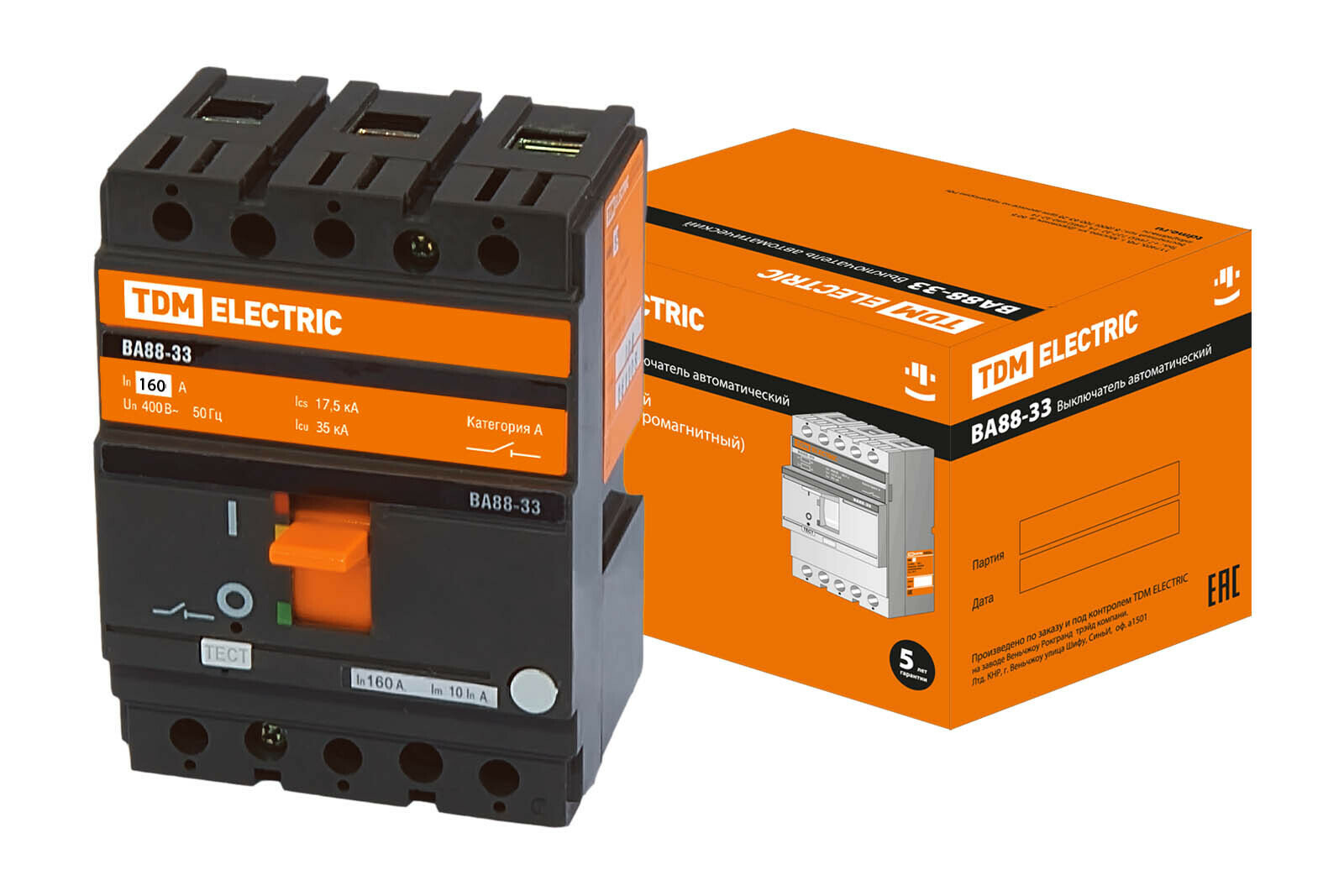 Автоматический выключатель ВА88-33 3Р 160А 35 кА TDM Electric