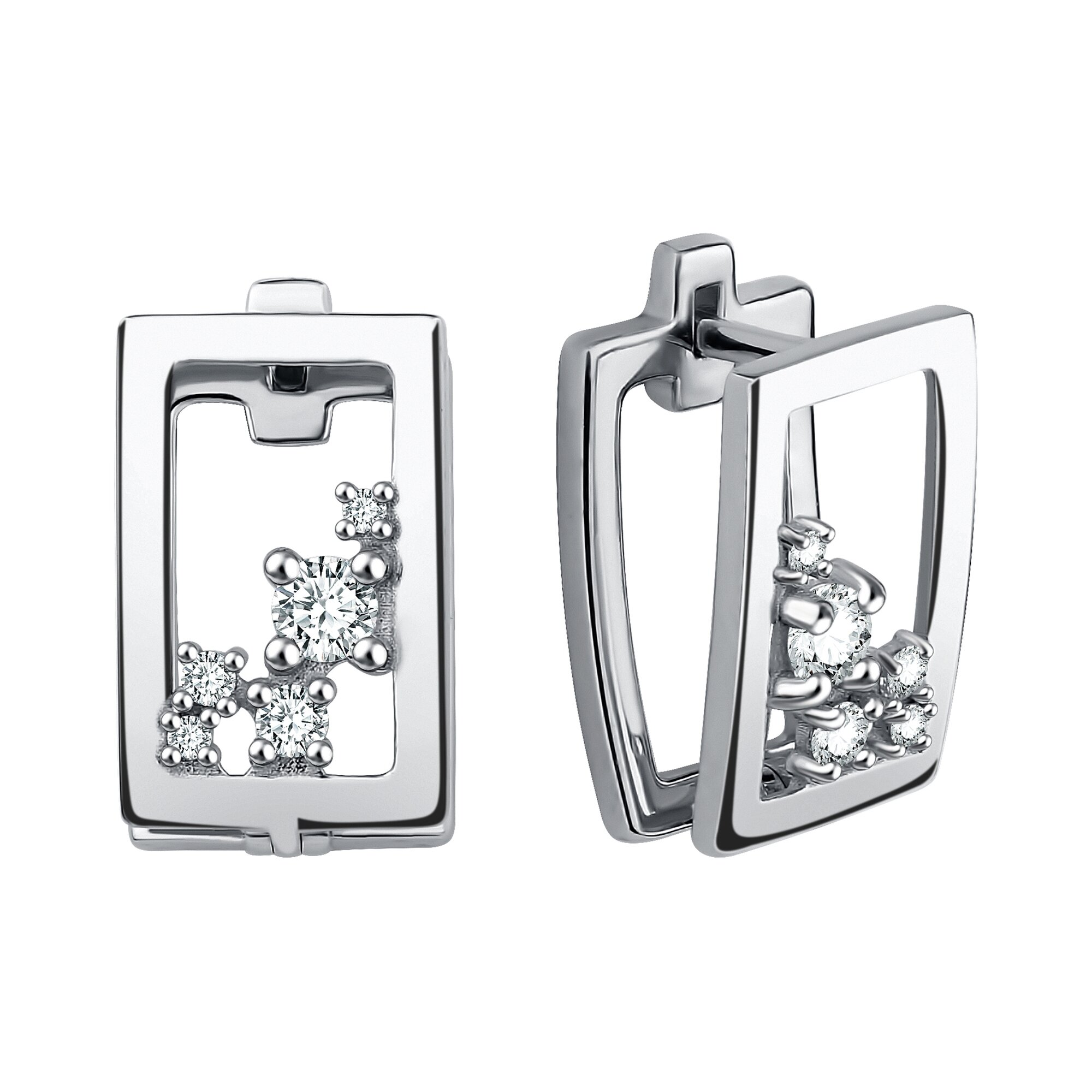 Серьги, серебро, 925 проба, родирование, фианит