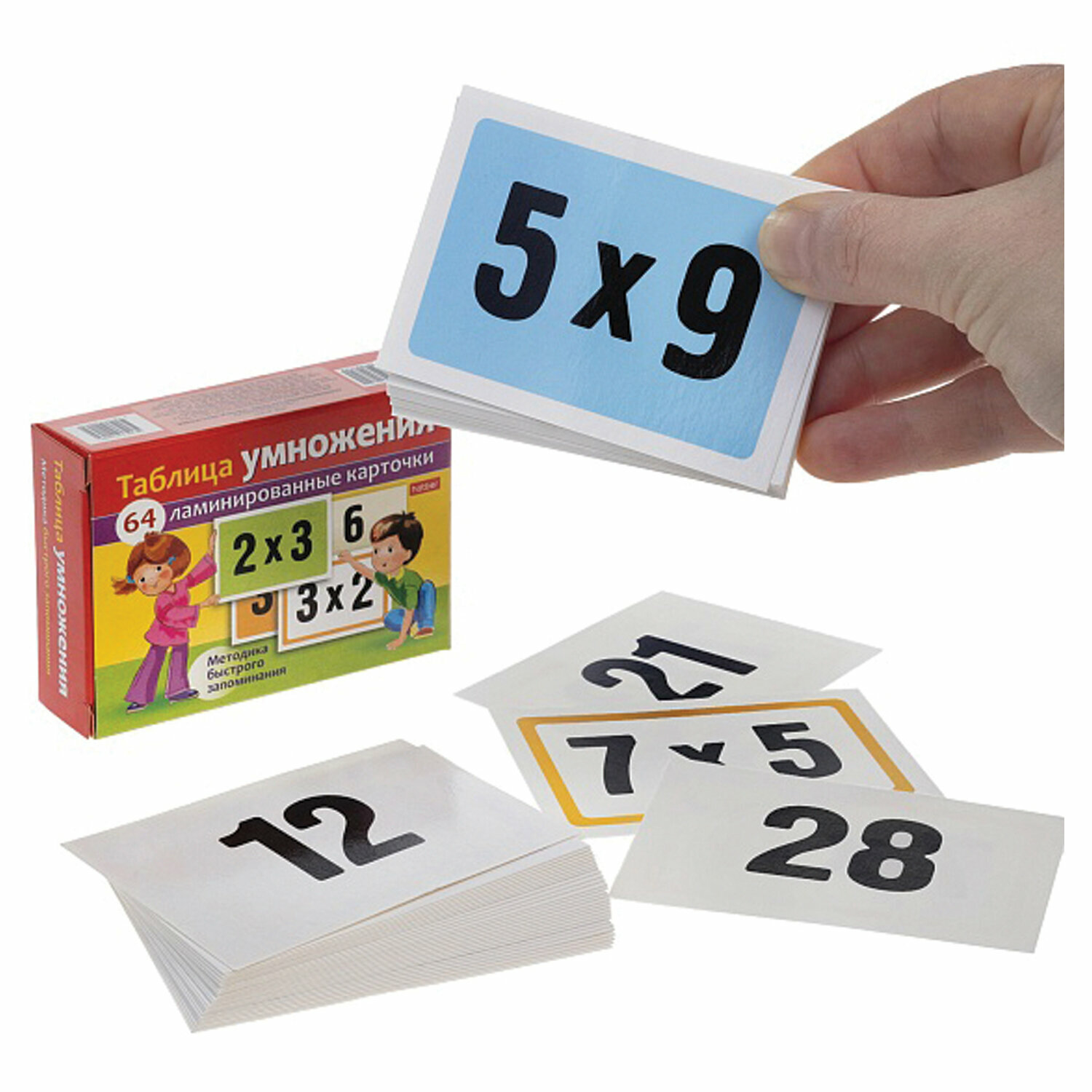 Пособия для детей "Таблица умножения" 64 карточки, 60х85 мм, HATBER