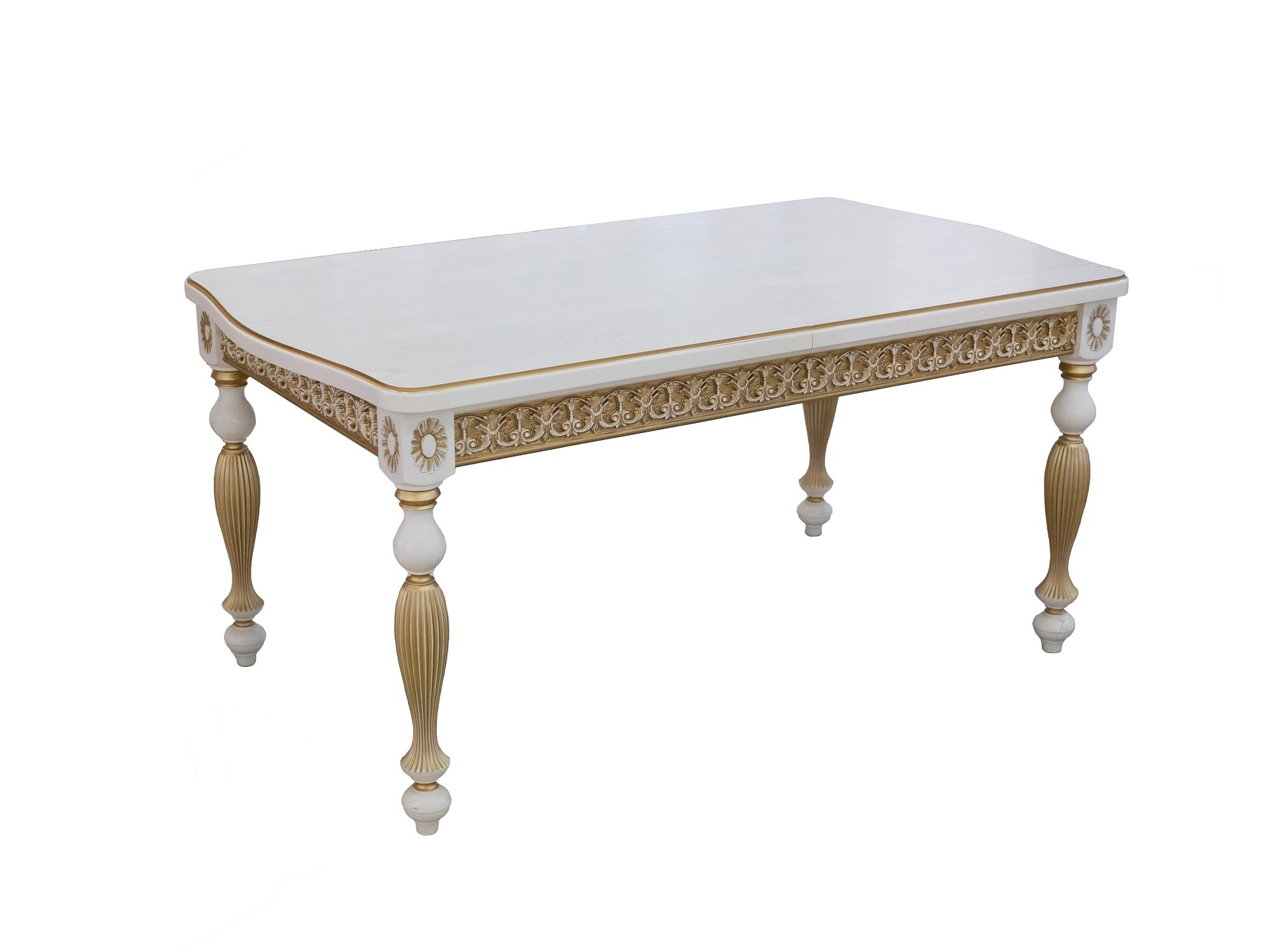 Стол кухонный "Классика", МДФ/Шпон, раздвижной, прямоугольный, белый