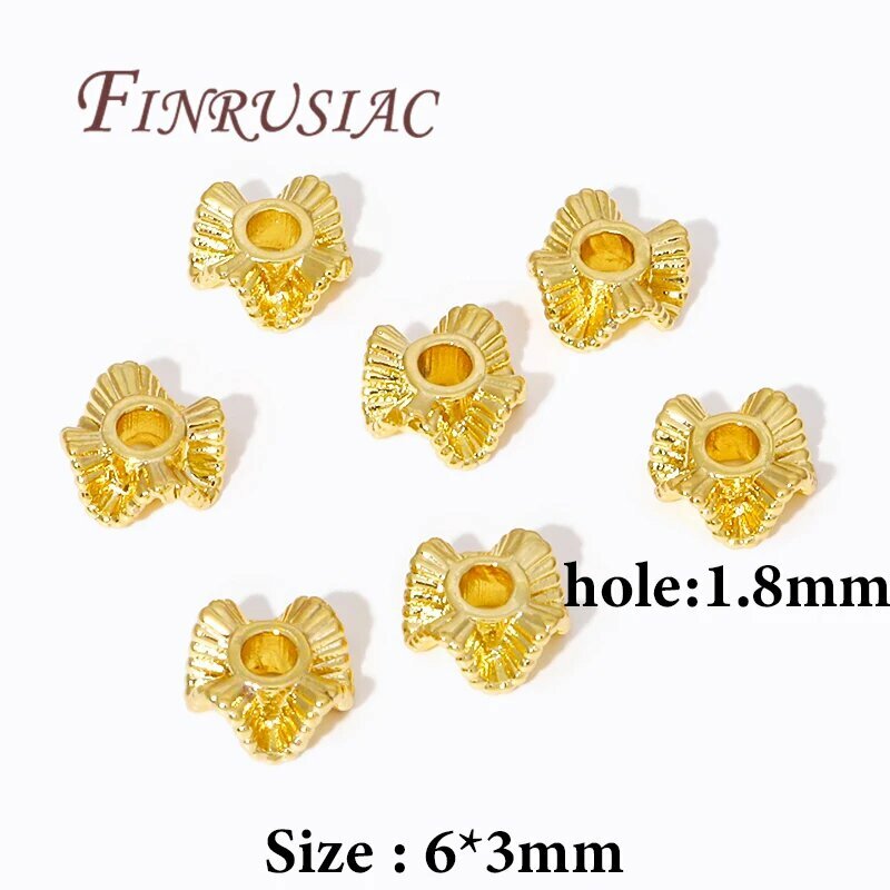 Золотые позолоченные волнистые бусины для рукоделия 30 штук 20 pieces, 18K Real Gold Plated