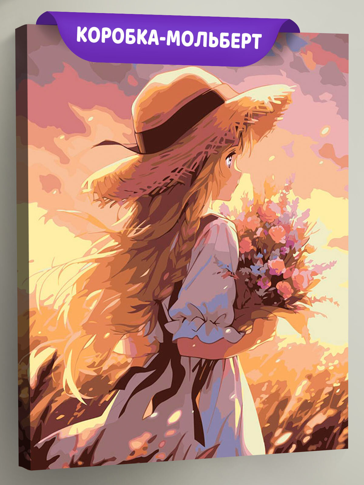 Картина по номерам Природа Девушка в шляпке с букетом цветов