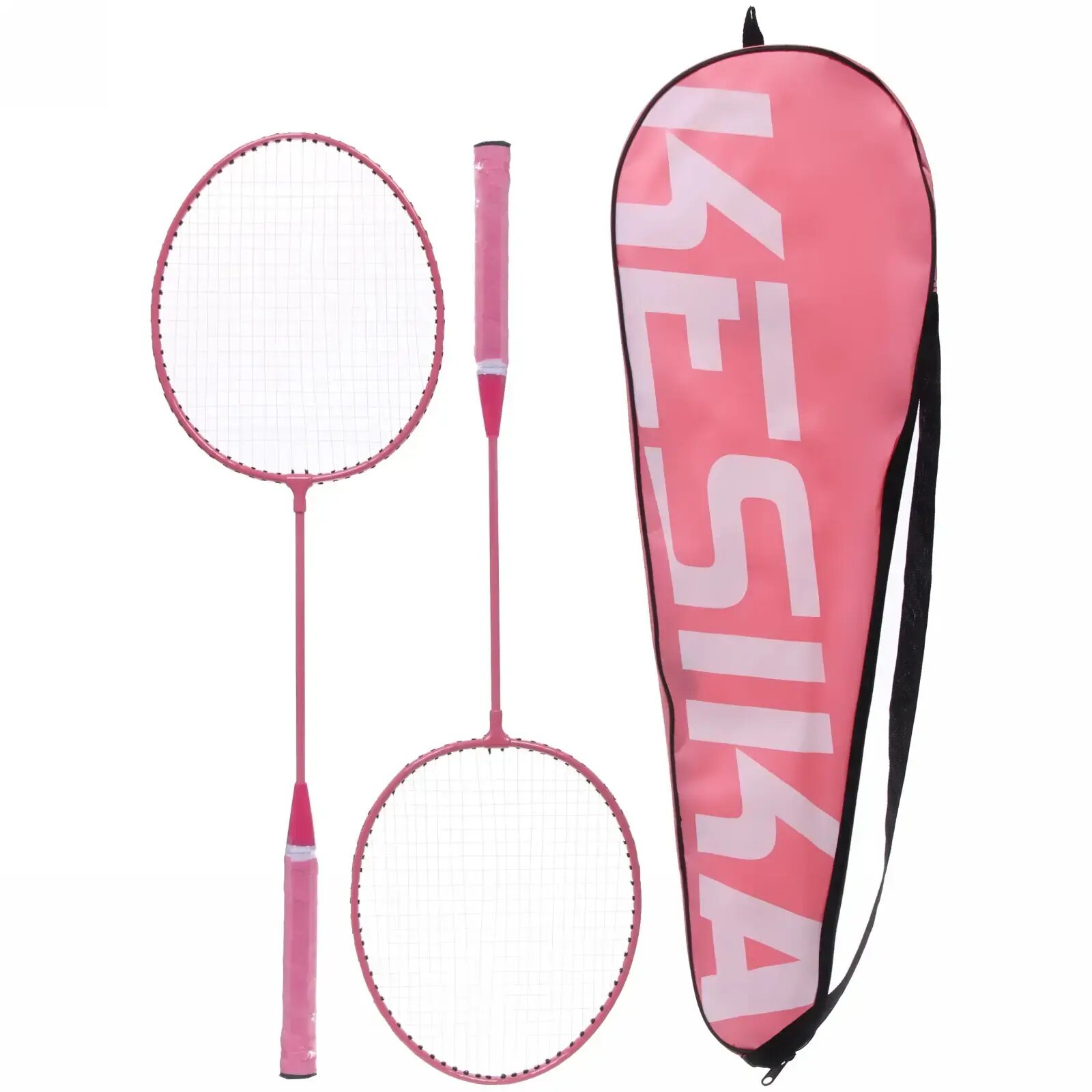 Набор для бадминтона, 2 металлические ракетки 65 см с чехлом, розовый цвет, K-003