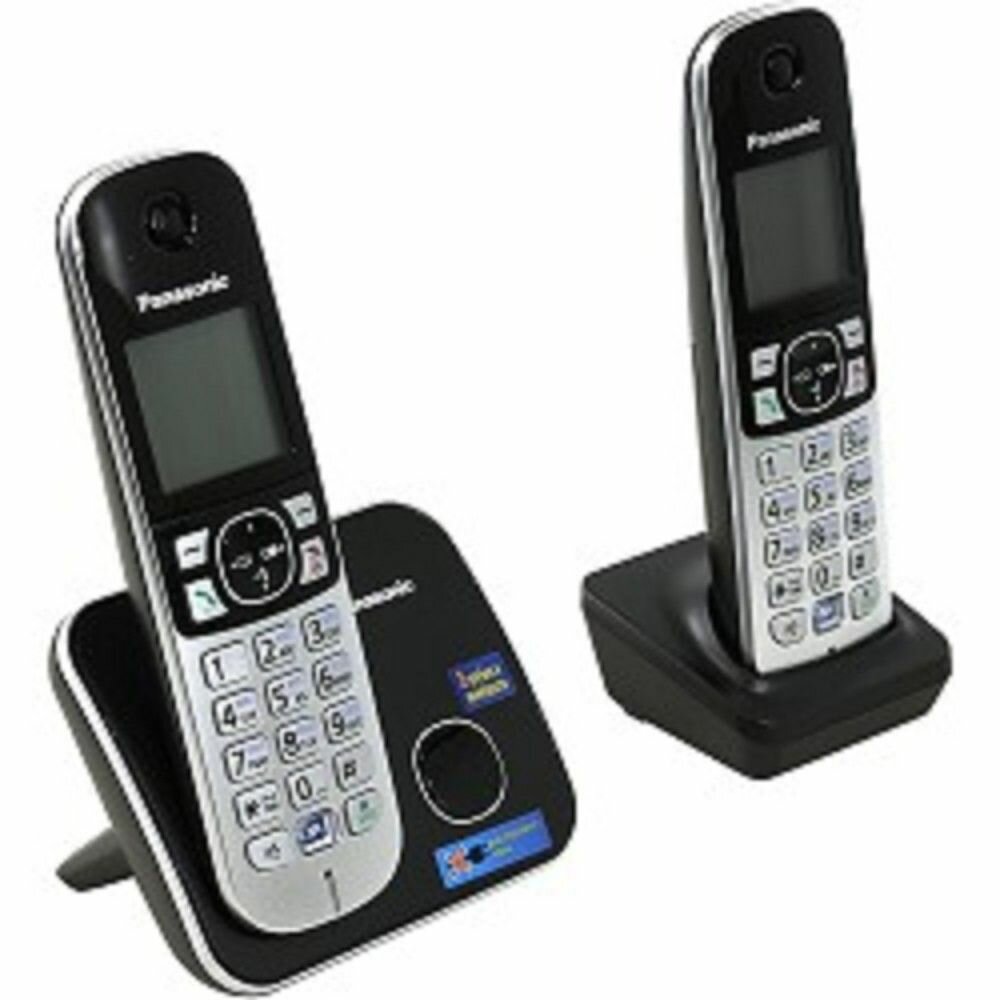 Panasonic Телефон KX - TG6812RUB Радиотелефон черный 2 трубки с ЖК диспл, DECT