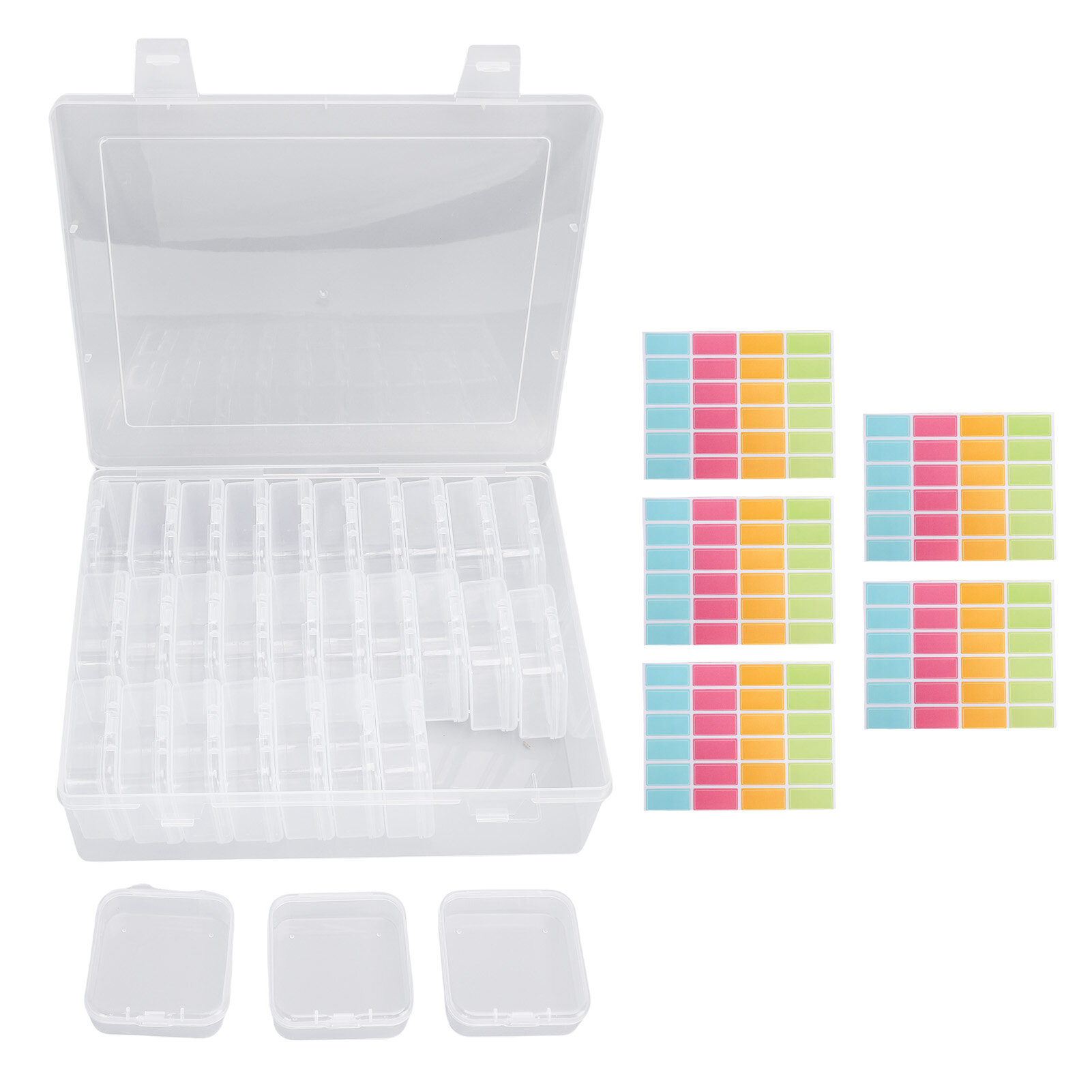 Организаторы небольших бусин пластиковые мини -прозрачные контейнеры для хранения бусин Прозрачные коробки с мечеными крышки прямоугольника.