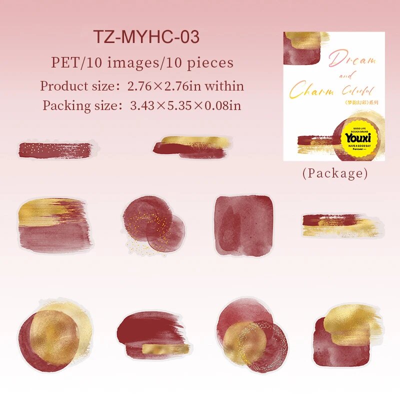 Стикеры для декорирования Jianwu Dream and Charm, Бордовый, TZ-MYHC-03