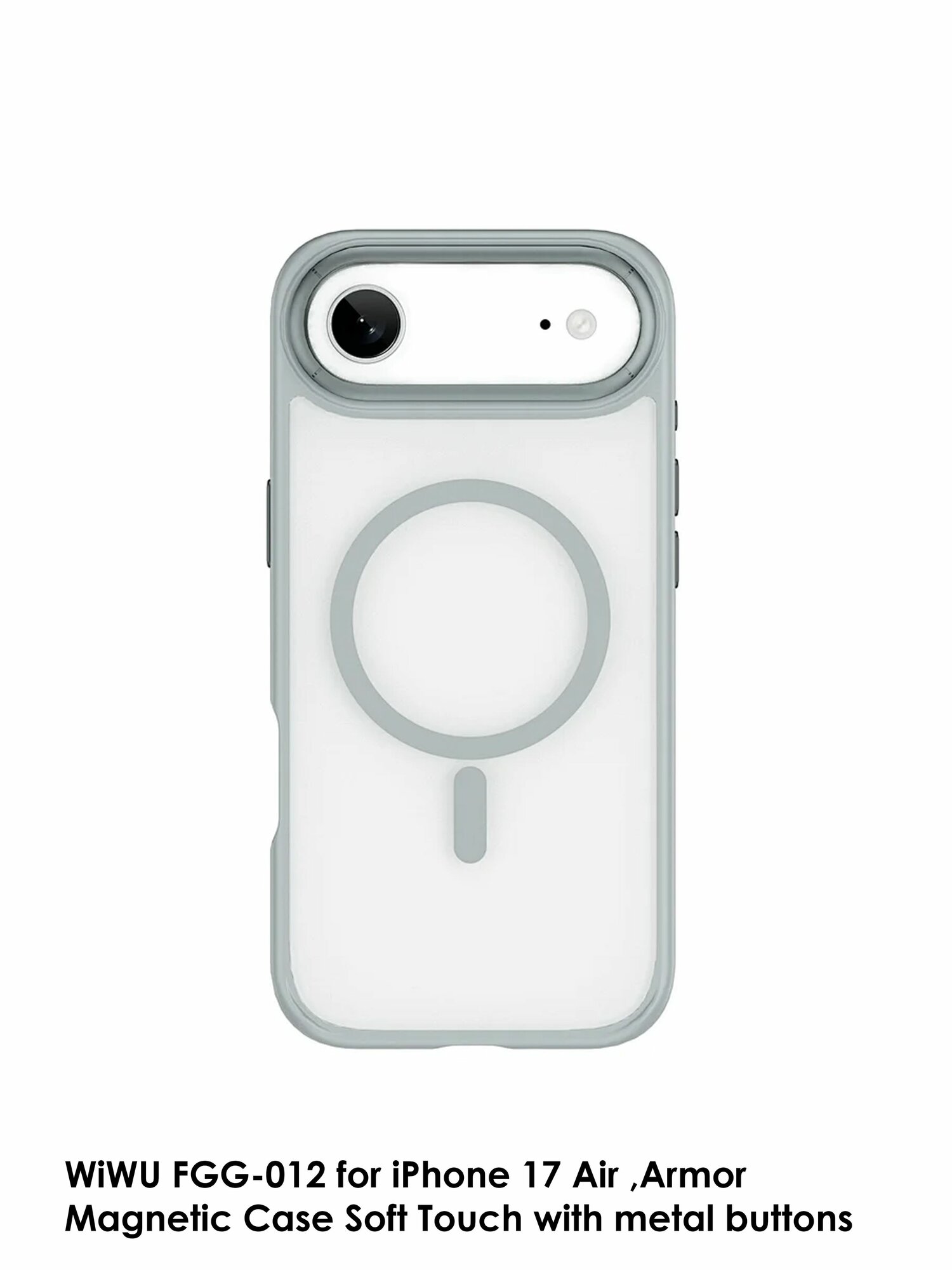 Чехол-накладка для iPhone 17 Air, WiWU FGG-012 for iPhone 17 Air , Armor Magnetic Case Soft Touch with metal buttons , серый