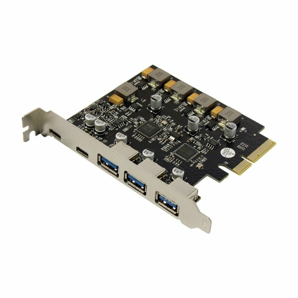 Orient Контроллер AM - U3142PE - 3A2C, Контроллер PCI - Ex4 v3.0, USB 3.2 Gen2, скорость до 10 Гбит с, 5 - port ext 3xType - A + 2xType - C , ASM3142+VL820 - Q8 chipset, Self powered 31351