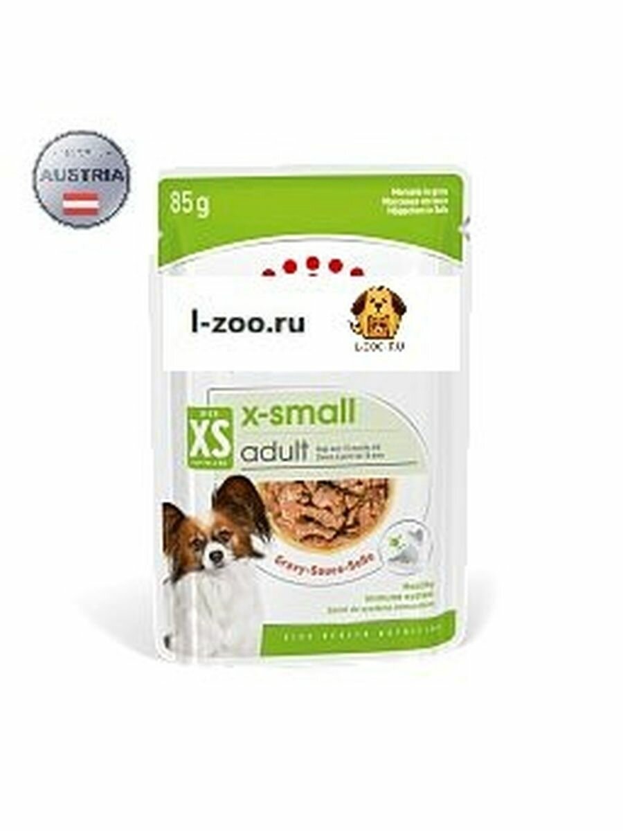 X-SMALL ADULT CANINE (соус). Корм консервированный полнорационный для взрослых собак очень мелких размеров , весом до 4 кг. 85гр х12шт