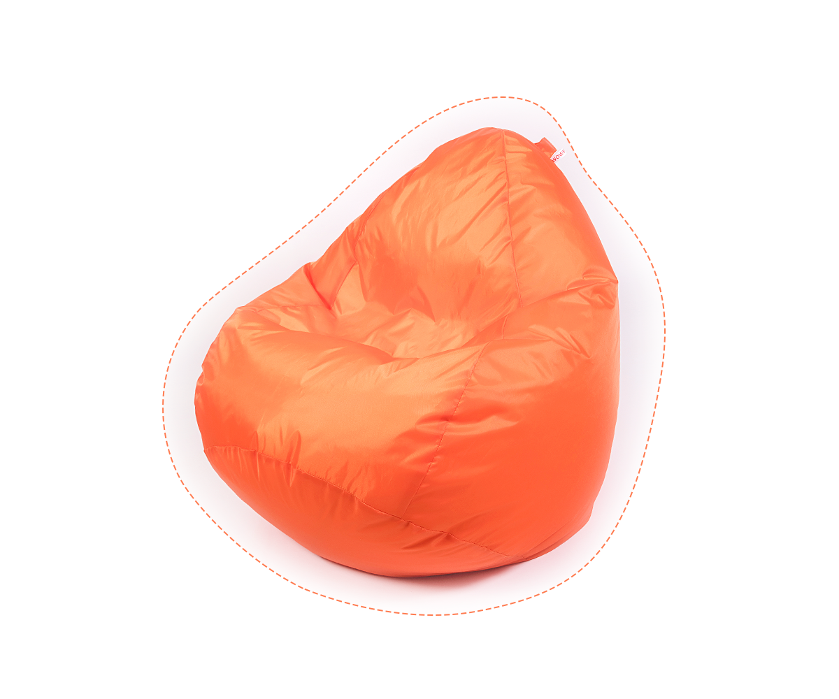 Кресло-мешок WOWPUFF юниор 100*75 см XL водоотталкивающий оскфорд Оранжевый съемный чехол бескаркасный