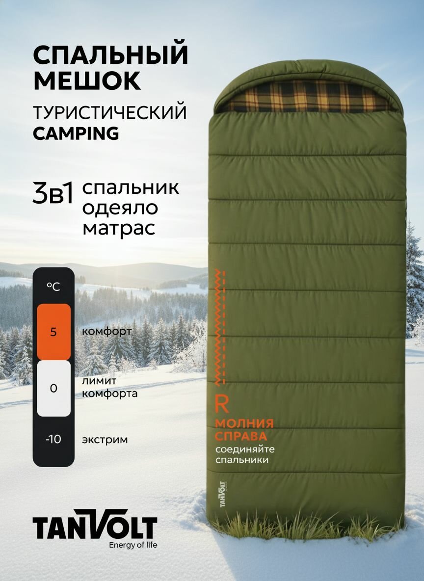 Спальный мешок туристический утепленный кемпинговый одеяло